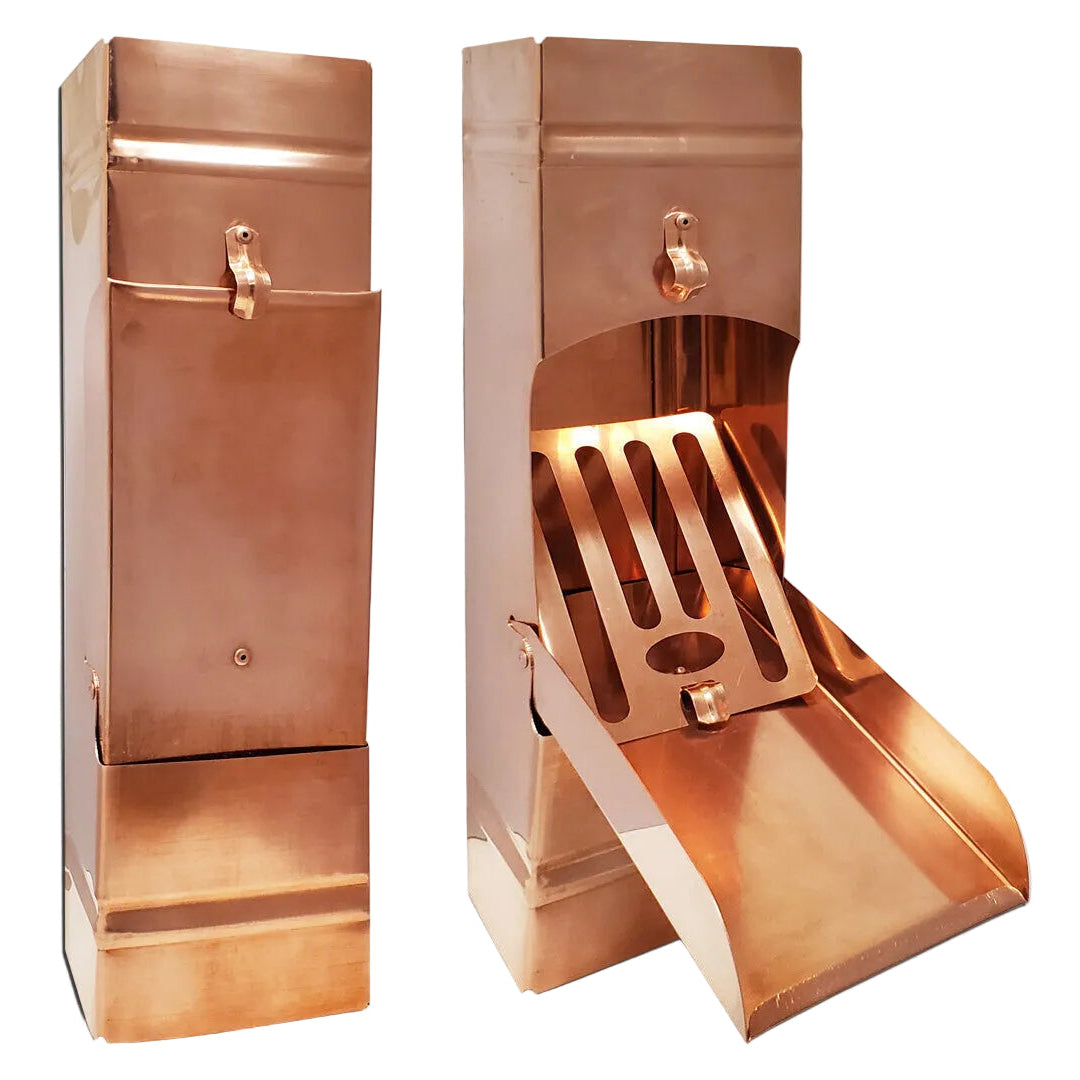Plain Square Copper Downspout Cleanout | Hinged Door Access 16oz 20oz ...